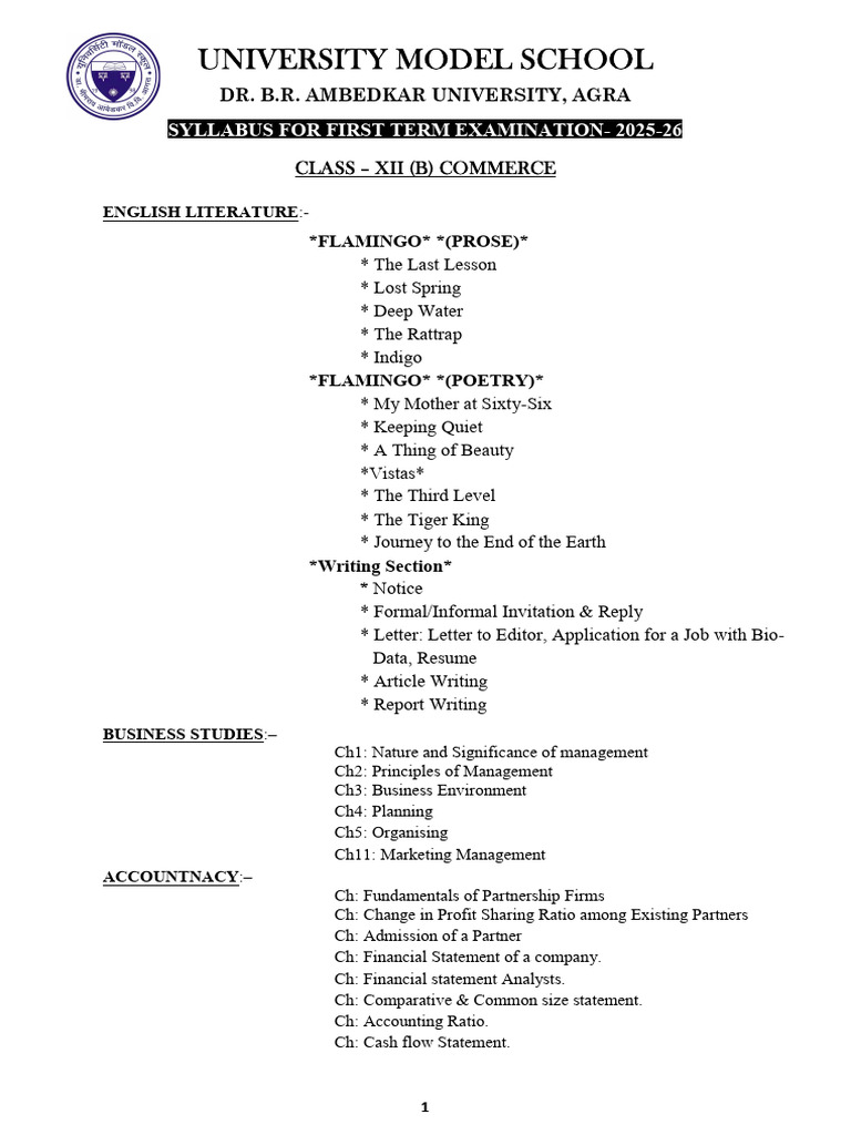 Class XII Commerce Syllabus 2025-26 | PDF | Economics | Macroeconomics