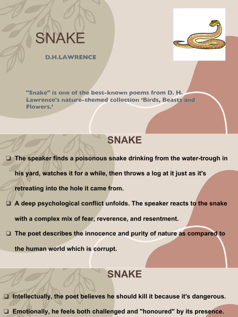 Snake | PDF | Poetry | Literary Theory