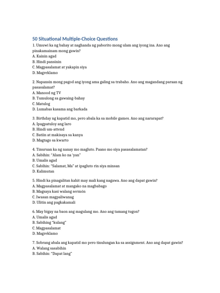 50 Situational Questions | PDF