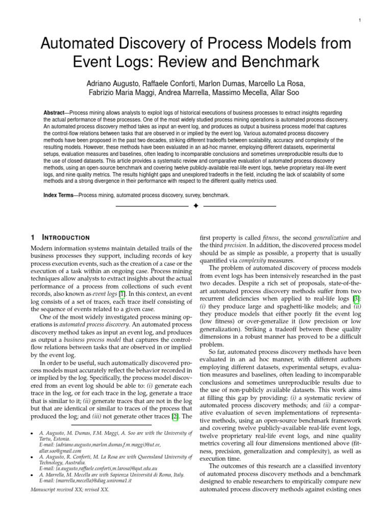 Automated Discovery of Process Models From | PDF | Genetic Algorithm ...
