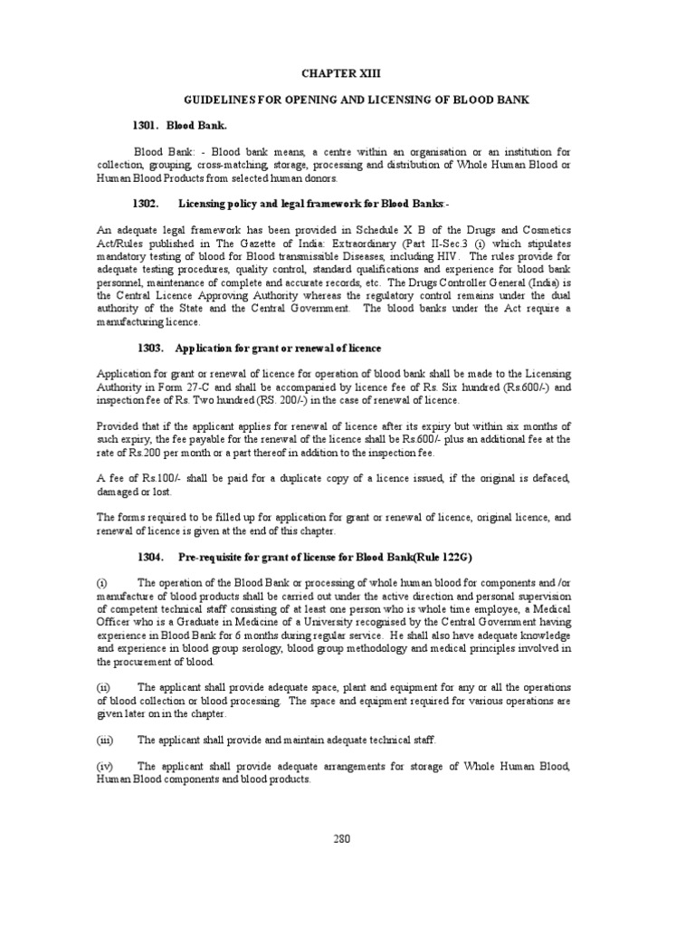 Blood Bank Licensing Guidelines | PDF | Blood Donation | License