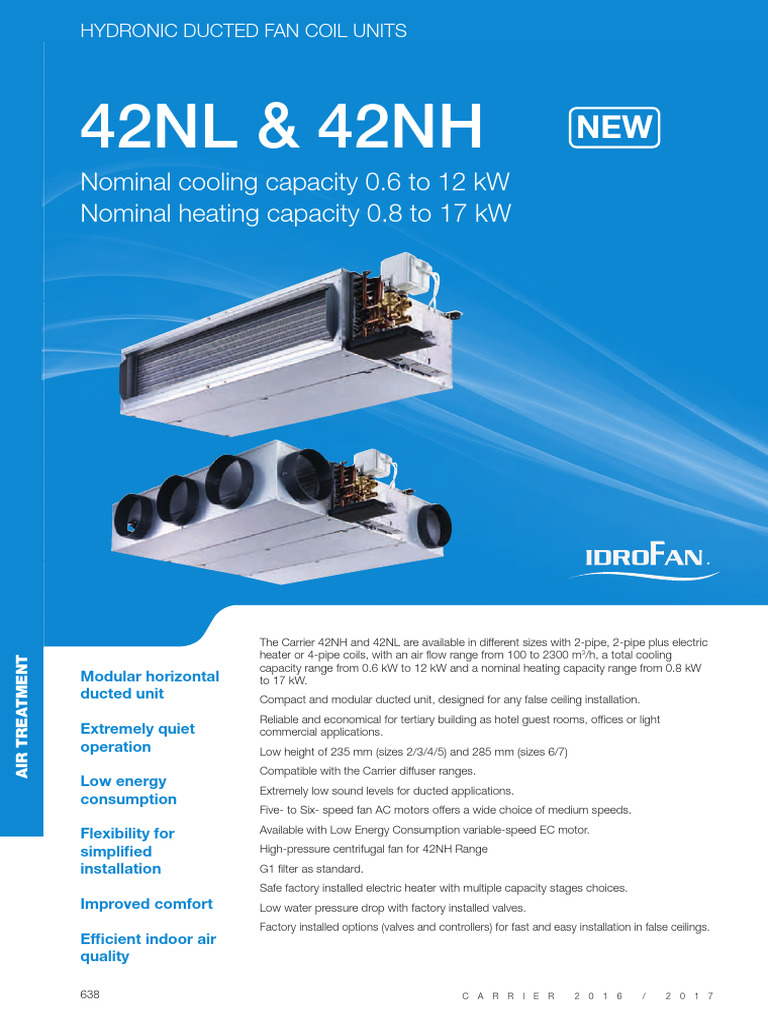 Carrier Hydronic Ducted Fan Coil Units | PDF | Water | Temperature