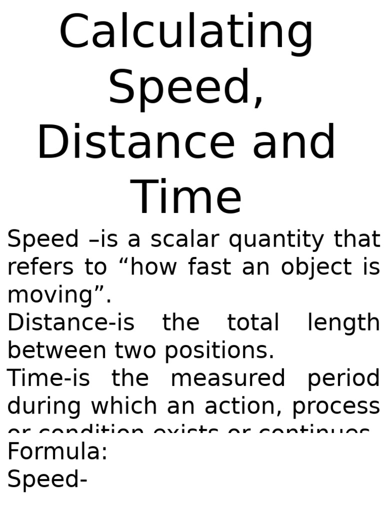 Calculating Speed, Distance and Time | PDF