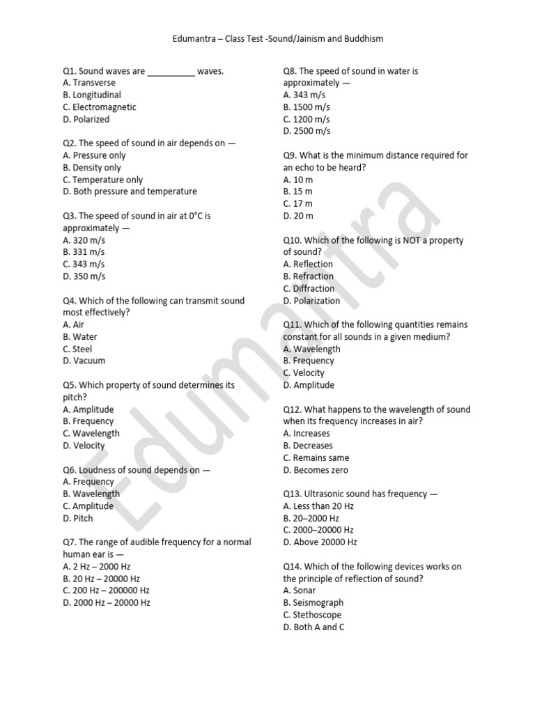 2.buddhism Sound Question Paper | PDF | Sound | Wavelength
