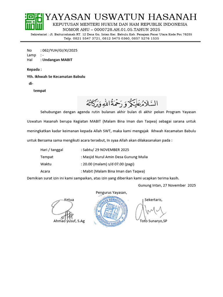 Surat Undangan Mabit 3 | PDF