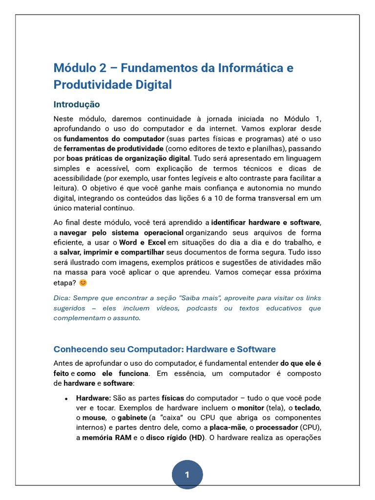 Fundamentos de Informática e Produtividade | PDF | Janela (informática ...
