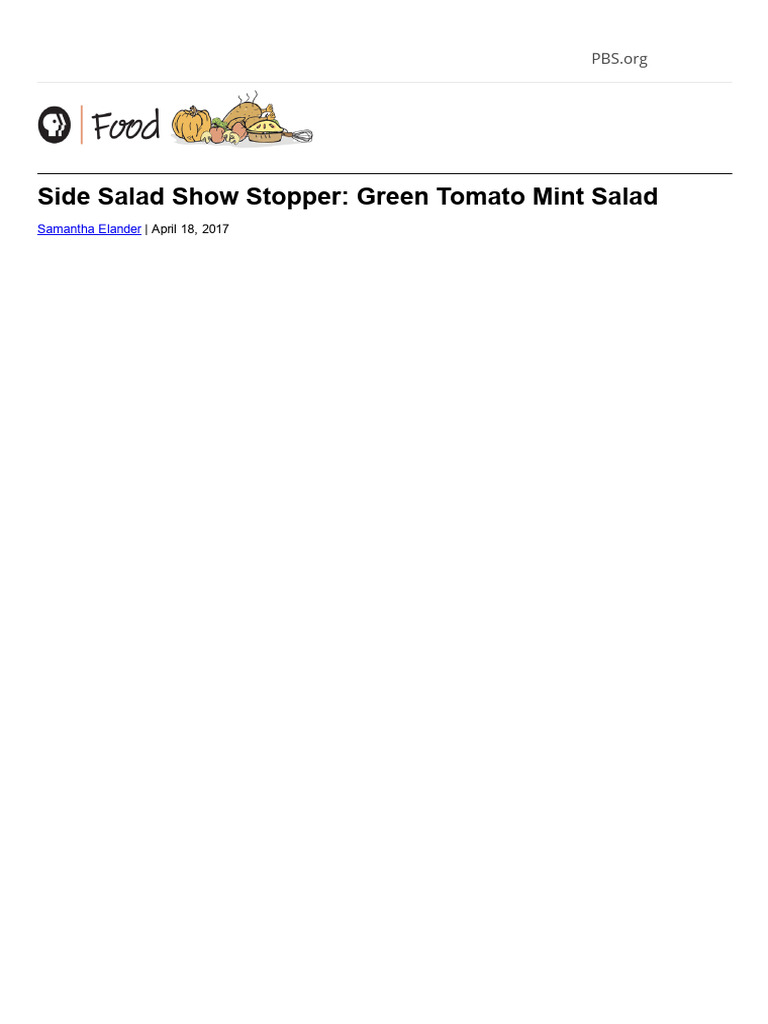 Salad Show Stopper - Green Tomato Mint Salad - Fresh Tastes - PBS Food ...