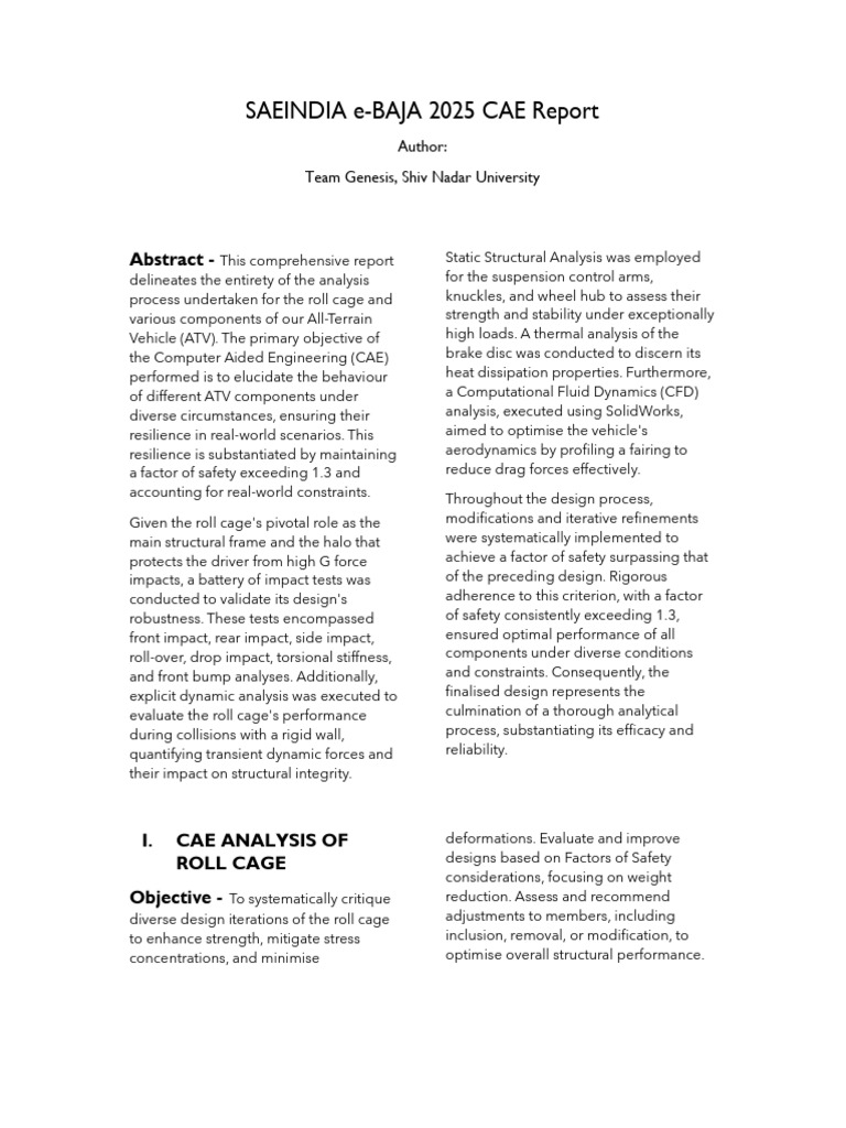CAE Analysis of ATV Roll Cage and Hub | PDF | Strength Of Materials ...