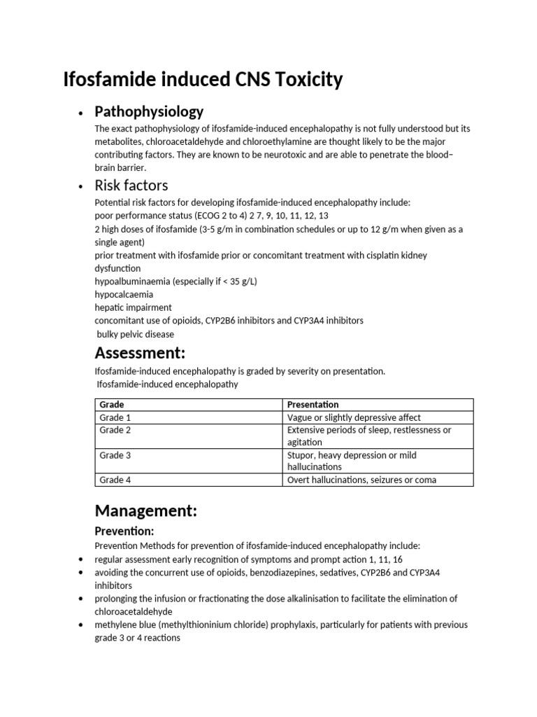 Ifosfamide CNS Toxicity: Causes & Management | PDF | Pharmacology ...