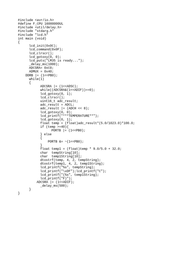 Code Adc Temperature | PDF