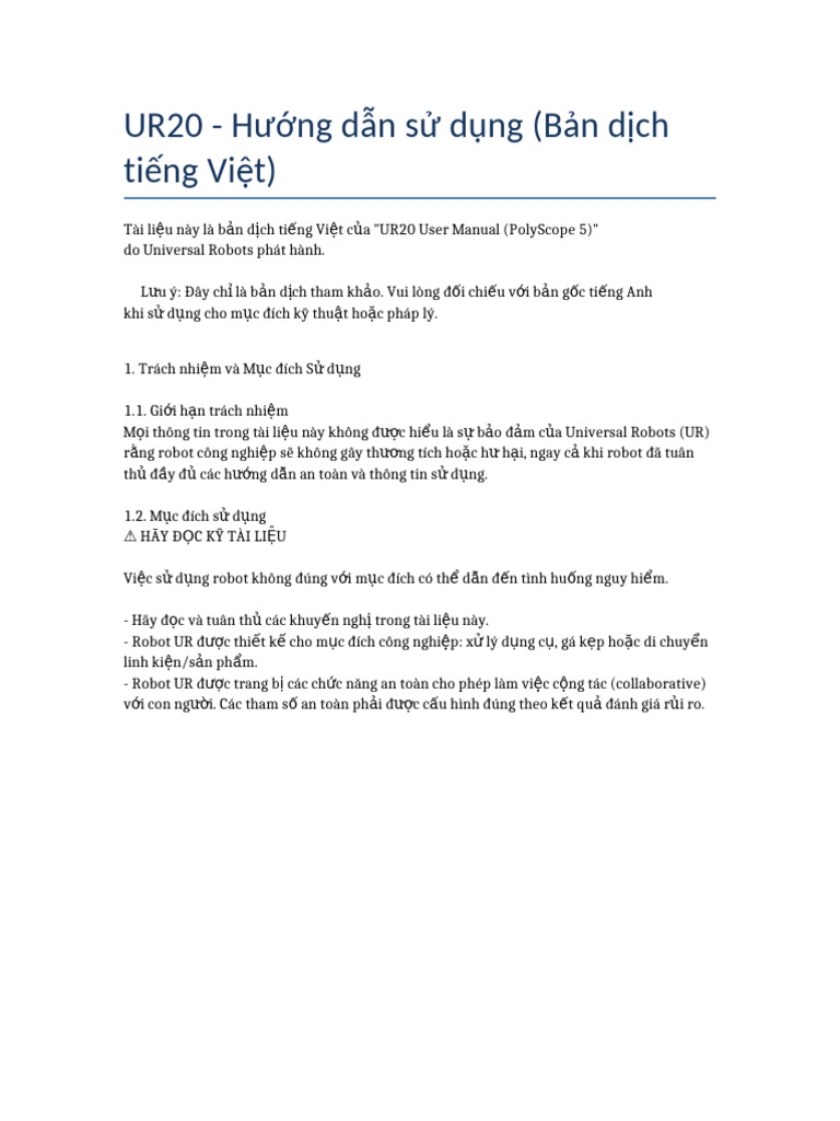 UR20 User Manual VN | PDF