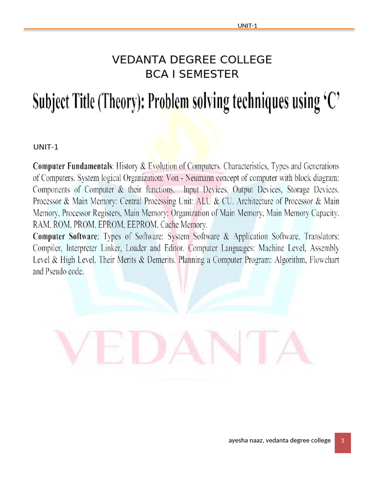 Computer fundamentals unit-1 | PDF | Random Access Memory | Computer Data Storage