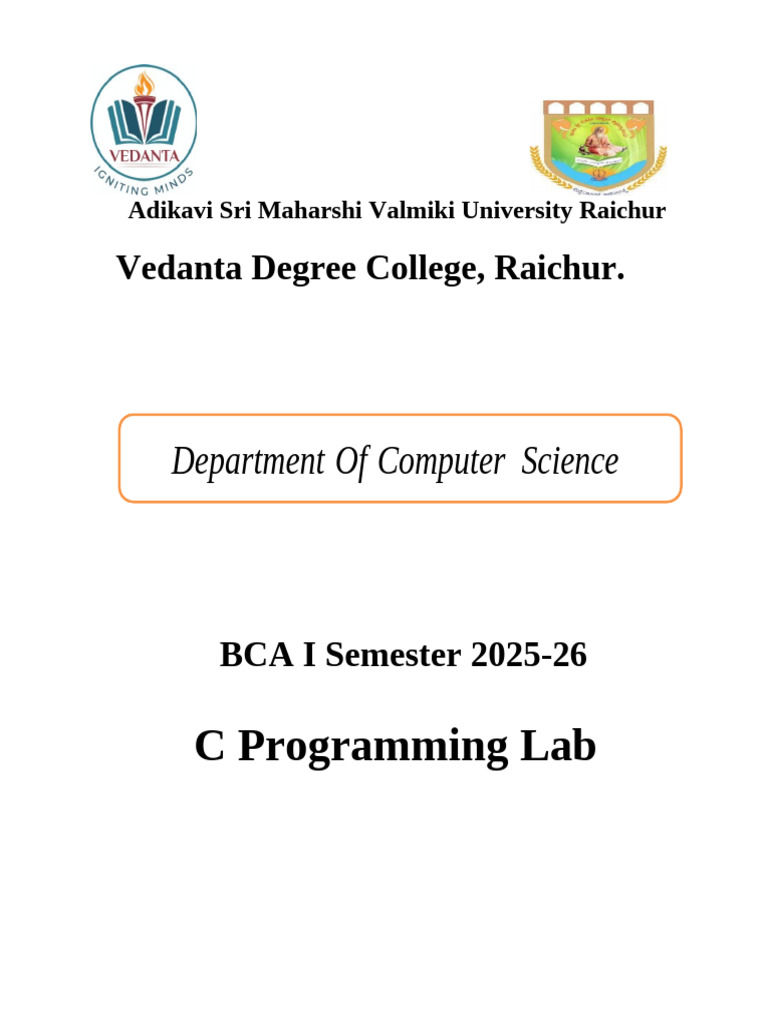 BCA I C Programming Lab (1) | PDF | String (Computer Science) | Computer Programming