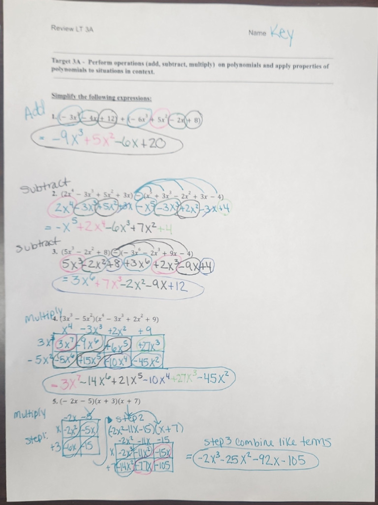 3A Review for Test Key | PDF