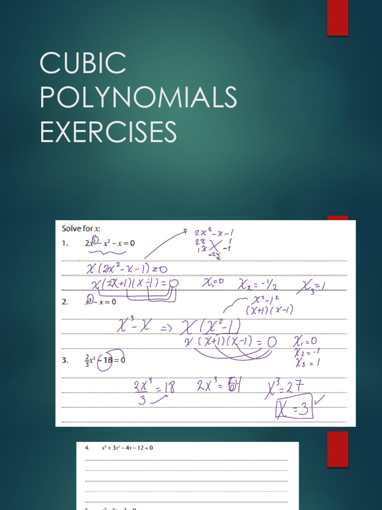 Cubic Polynomials Exercises | PDF
