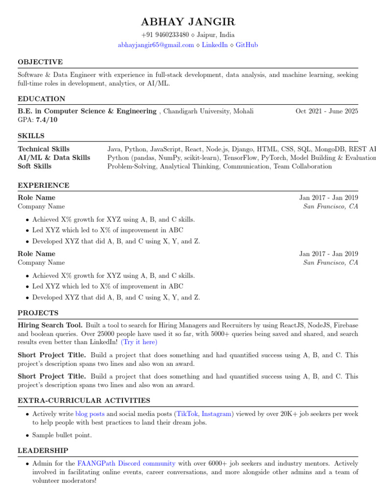 FAANGPath Simple Template 1 | PDF | Computing | Software Engineering