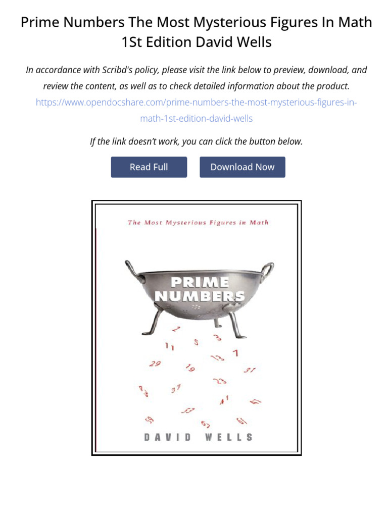 Prime Numbers The Most Mysterious Figures in Math 1st Edition David ...