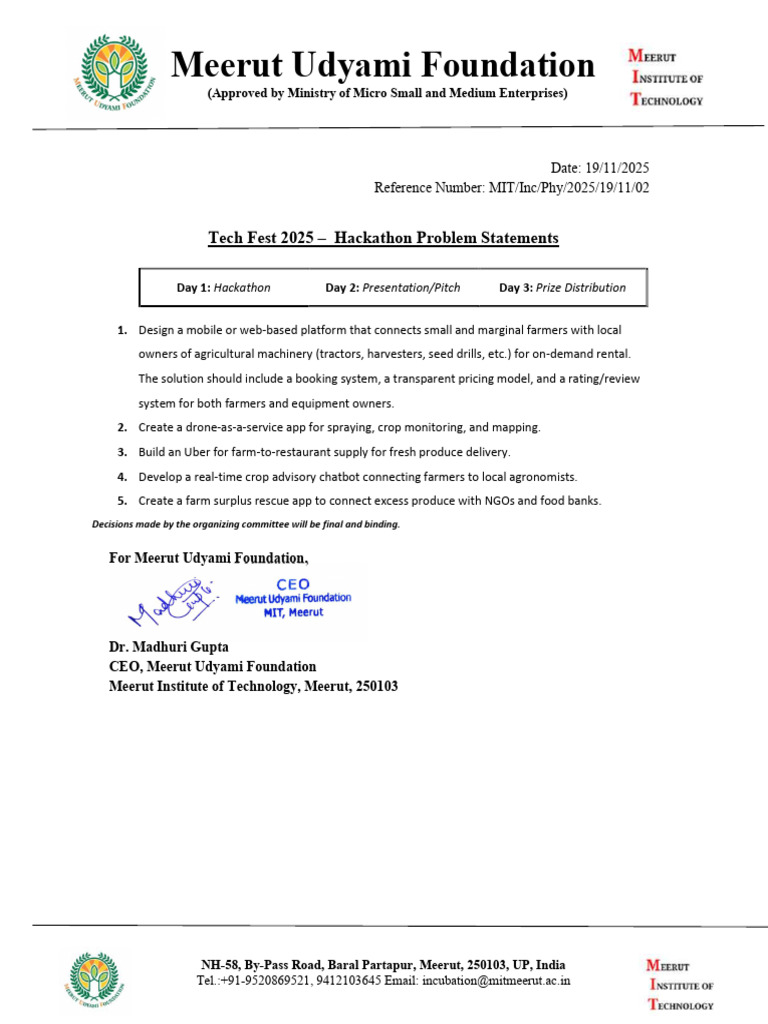 Techfest Hackathon 2025 Problem Statements | PDF