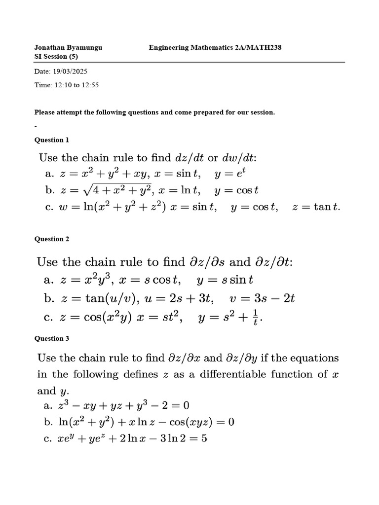 MATH238 SI Session Worksheet 4 | PDF