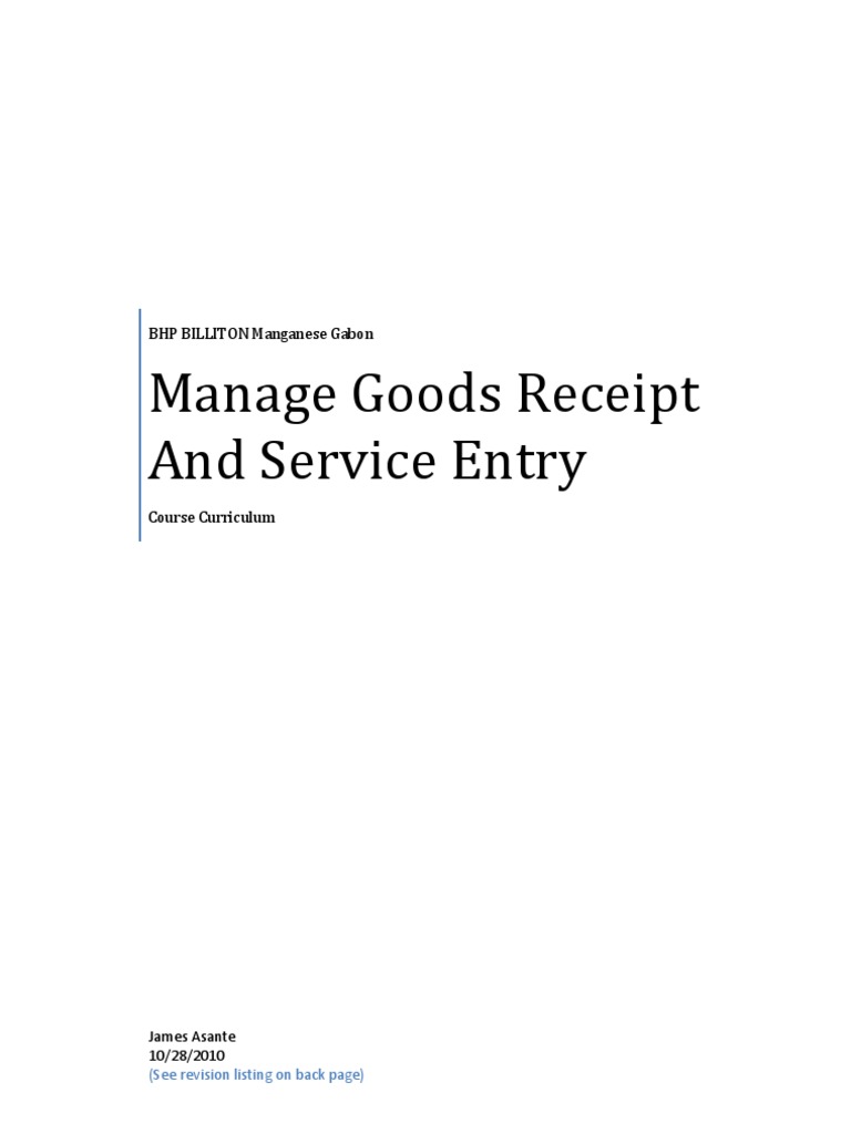 Manage Goods Receipt & Service Entry Sheets | PDF | Receipt | Invoice