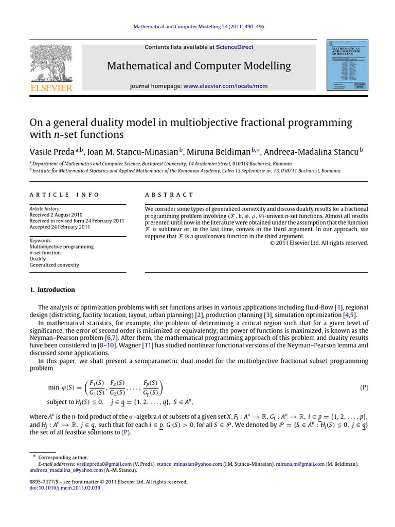 On a General Duality Model in Multiobjective Fracti 2011 Mathematical ...