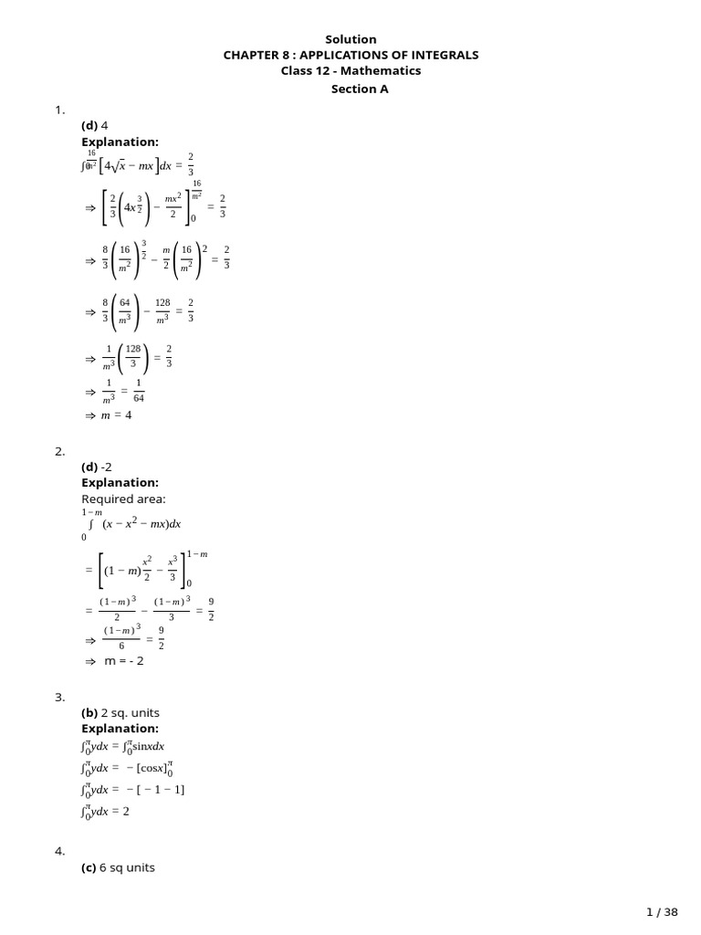 Applications of Integrals in Mathematics | PDF | Mathematical Concepts ...