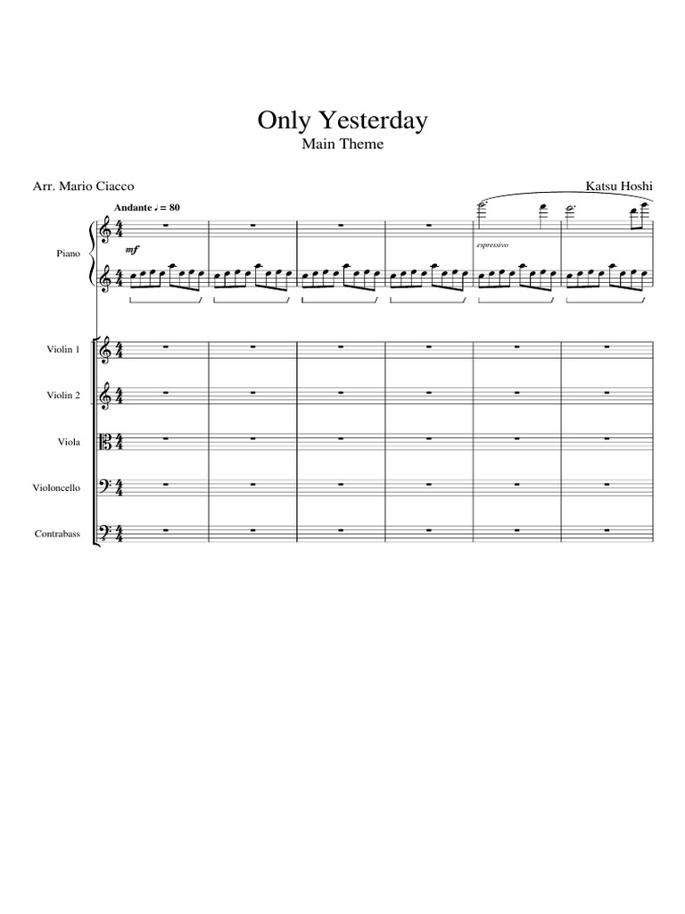 Studio Ghibli Only Yesterday | PDF | String Instruments