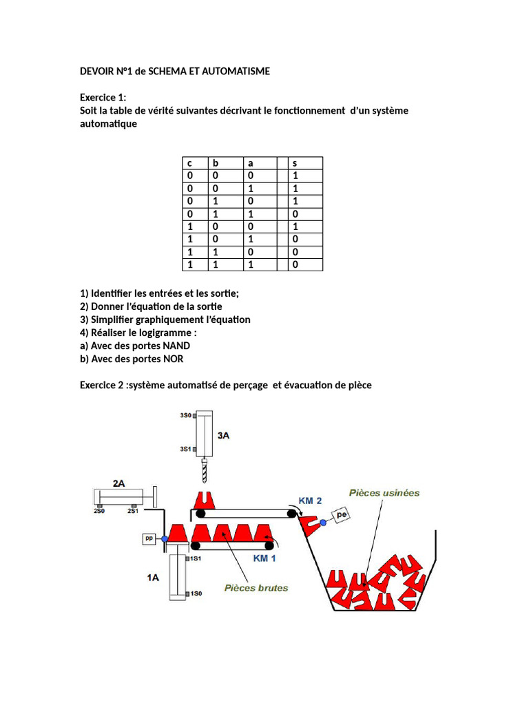 Schéma et Automatisme : Système de Perçage | PDF