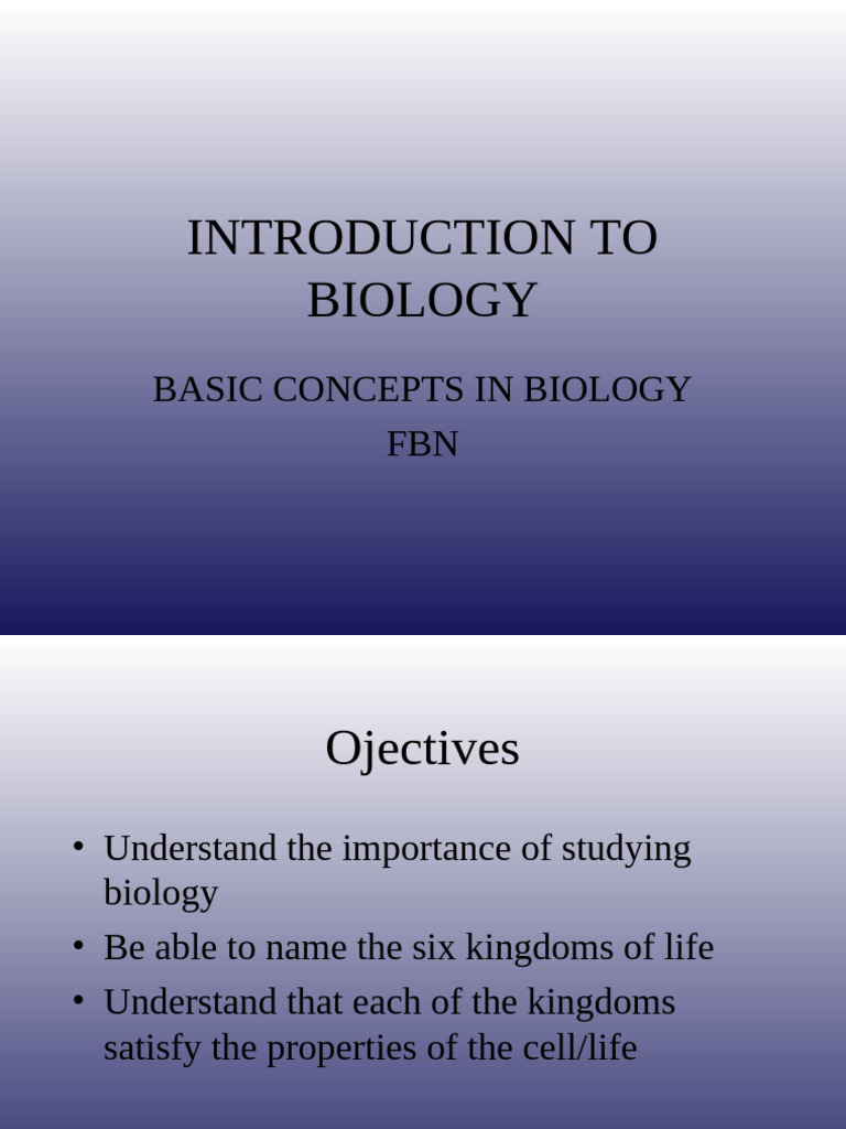 AA Introduction To Biology, Basic Concepts, Levels of Organisattion ...