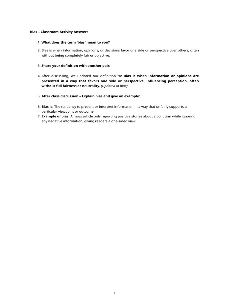 Bias Definition Example | PDF