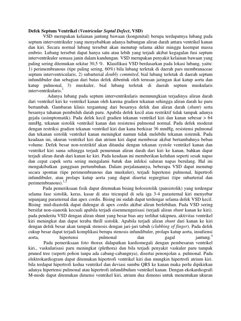 Defek Septum Ventrikel: Gejala dan Klasifikasi | PDF