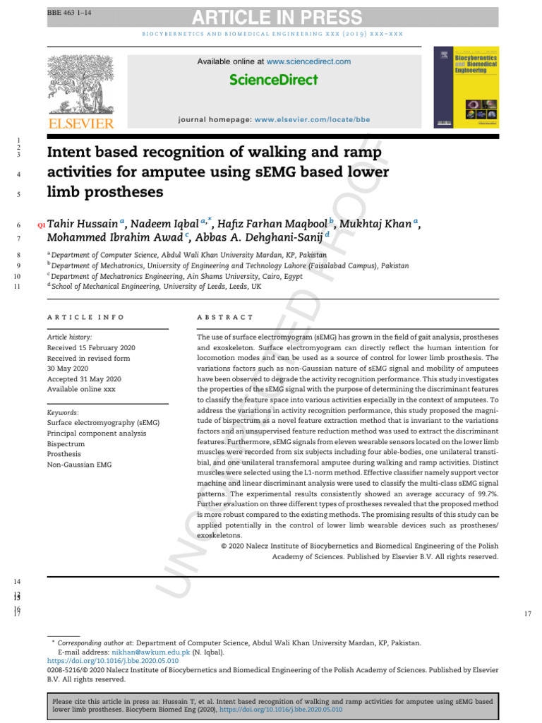 sEMG Activity Recognition for Amputees | PDF | Prosthesis | Principal ...