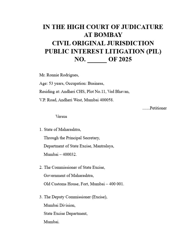 PIL Against Liquor License Near Hospital | PDF | Justice | Crime & Violence