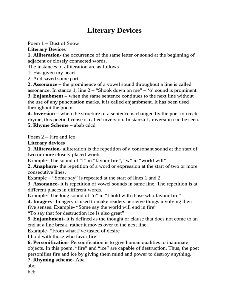 Literary Devices in Classic Poems | PDF