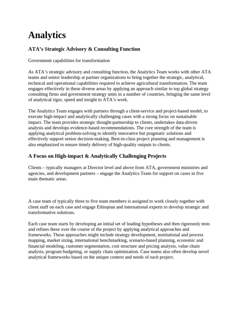 ATA Analytics | PDF | Analytics | Capacity Building