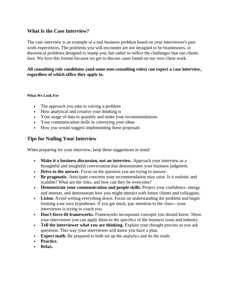 Mastering the Case Interview Process | PDF