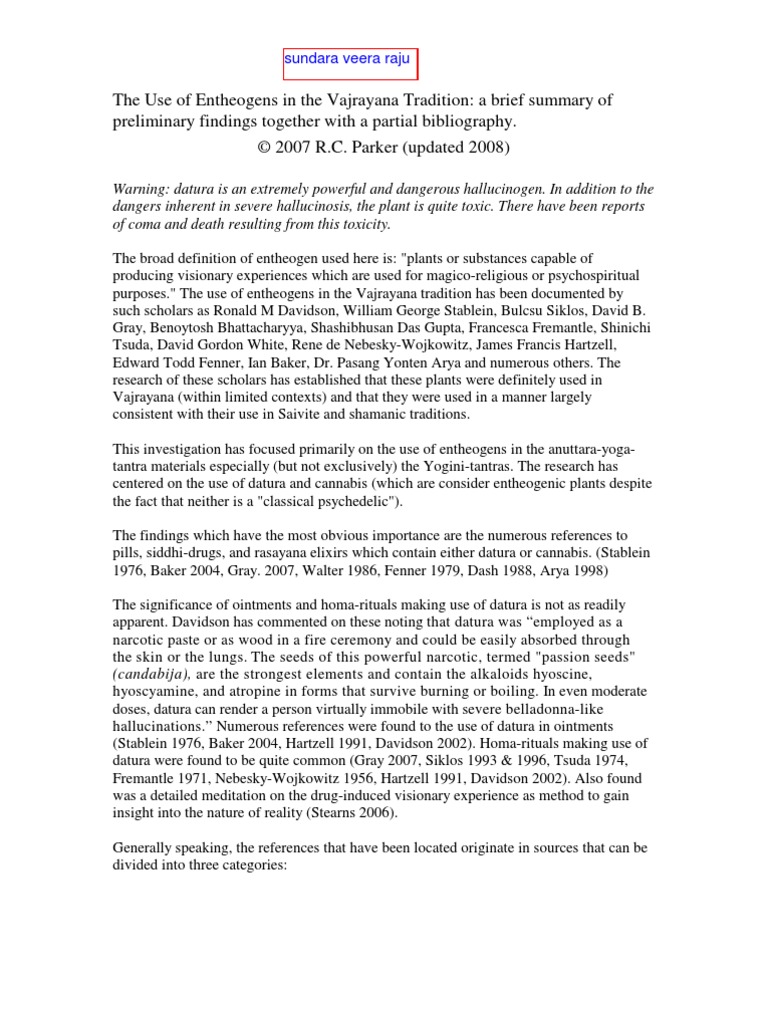 The Use of Entheogens in The Vajrayana Tradition | PDF | Religion ...
