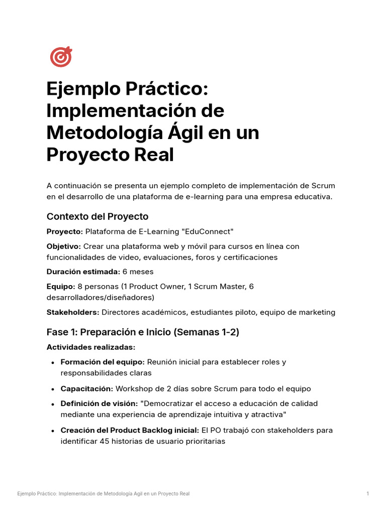 Ejemplo Prctico Implementación de Metodología Agil en Un Proyecto Real ...