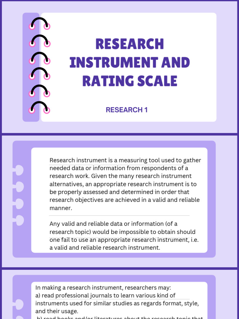 Research Instrument and Rating Scale | PDF | Validity (Statistics ...
