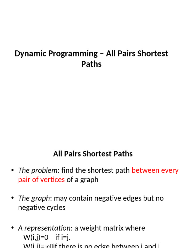 All Pairs Shortest Paths | PDF