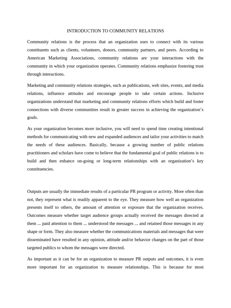 Understanding Community Relations Strategies | PDF | Public Relations ...