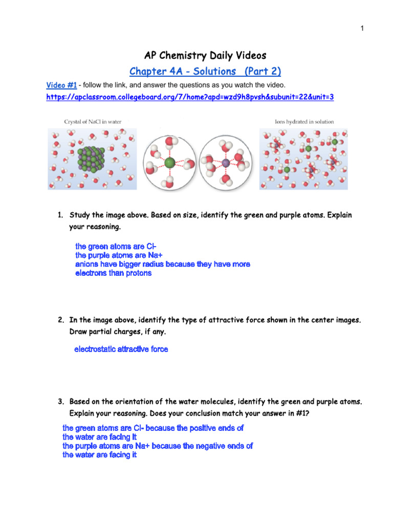 AP Chemistry Solutions Video Guide | PDF