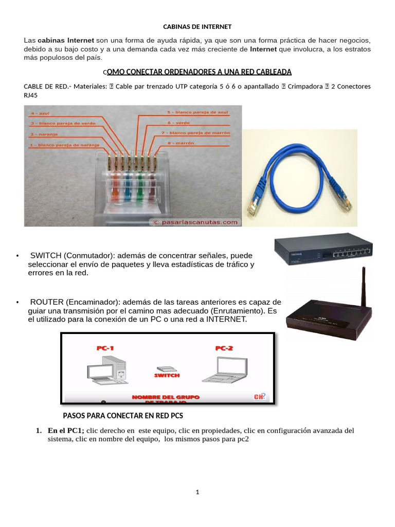 Como Conectar Ordenadores A Una Red Cableada | PDF