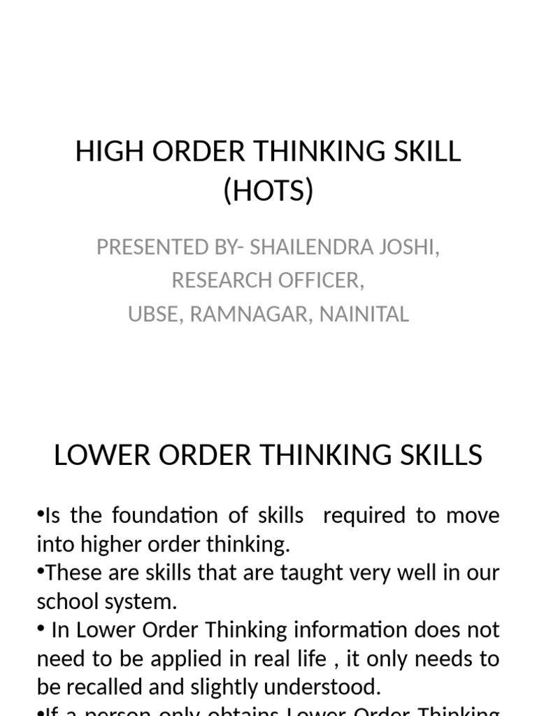 High Order Thinking Skill (Hots) | PDF | Procedural Knowledge ...