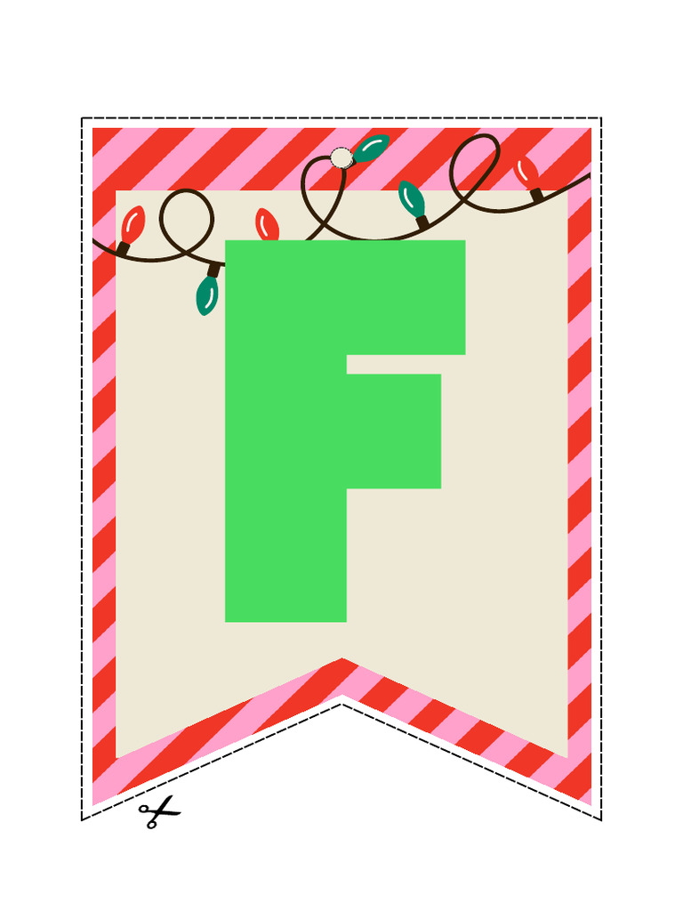 Documento A4 Banderines Feliz Navidad Ilustrado Rojo Verde y Rosa | PDF
