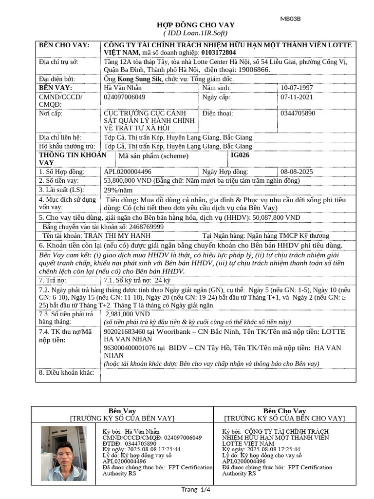 Loan Contract | PDF