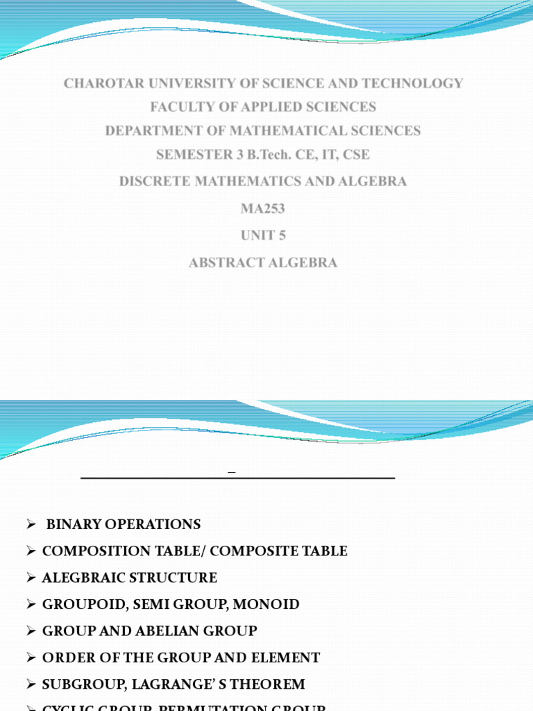 Unit 5 Abstract Algebra | PDF | Group (Mathematics) | Integer