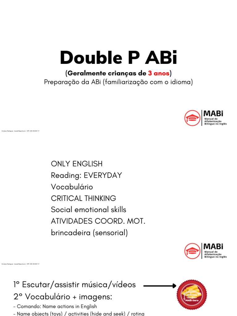 Double P ABi 3 anos | PDF | Aprendizado | Comunicação humana