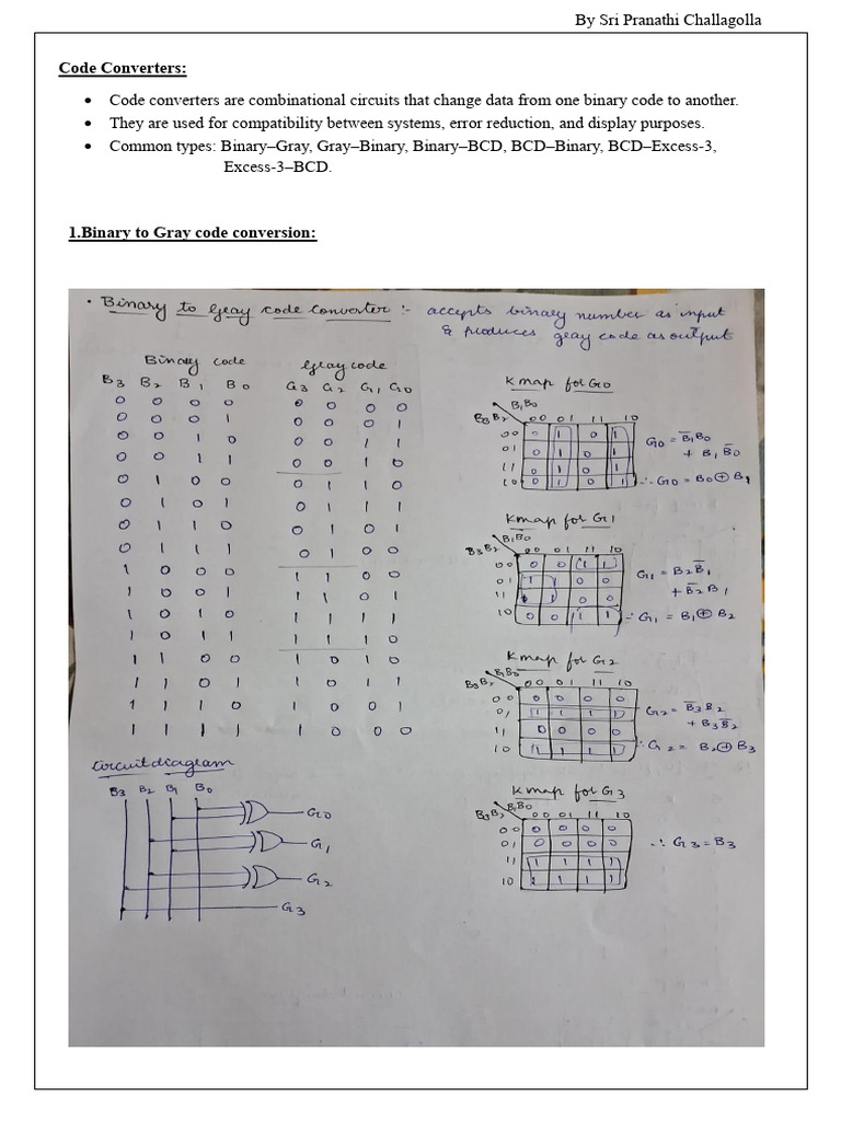 Binary To Gray & Gray To Binary Code Converters | PDF