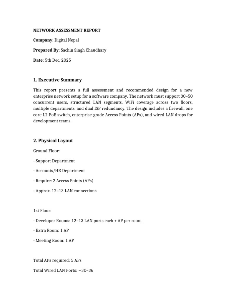 Network Assessment Report(1) | PDF